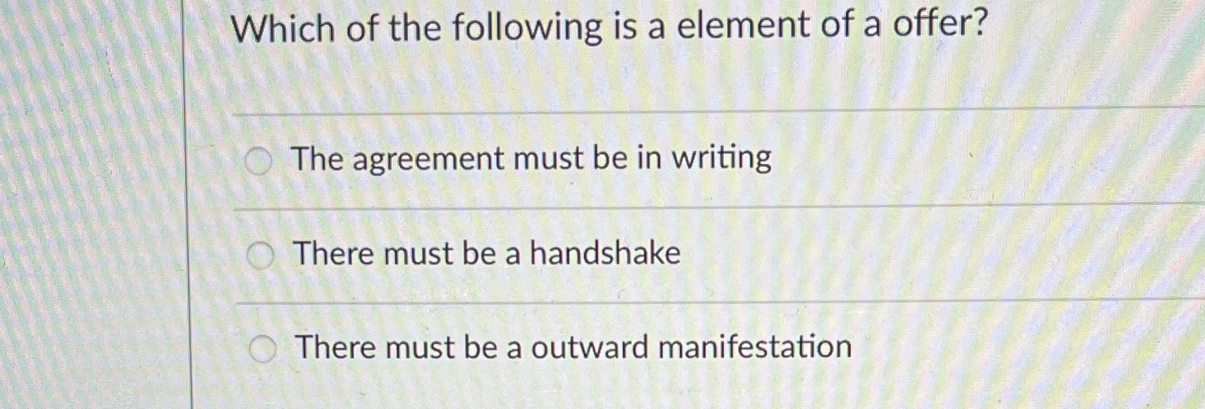 Solved Which of the following is a element of a offer?The | Chegg.com
