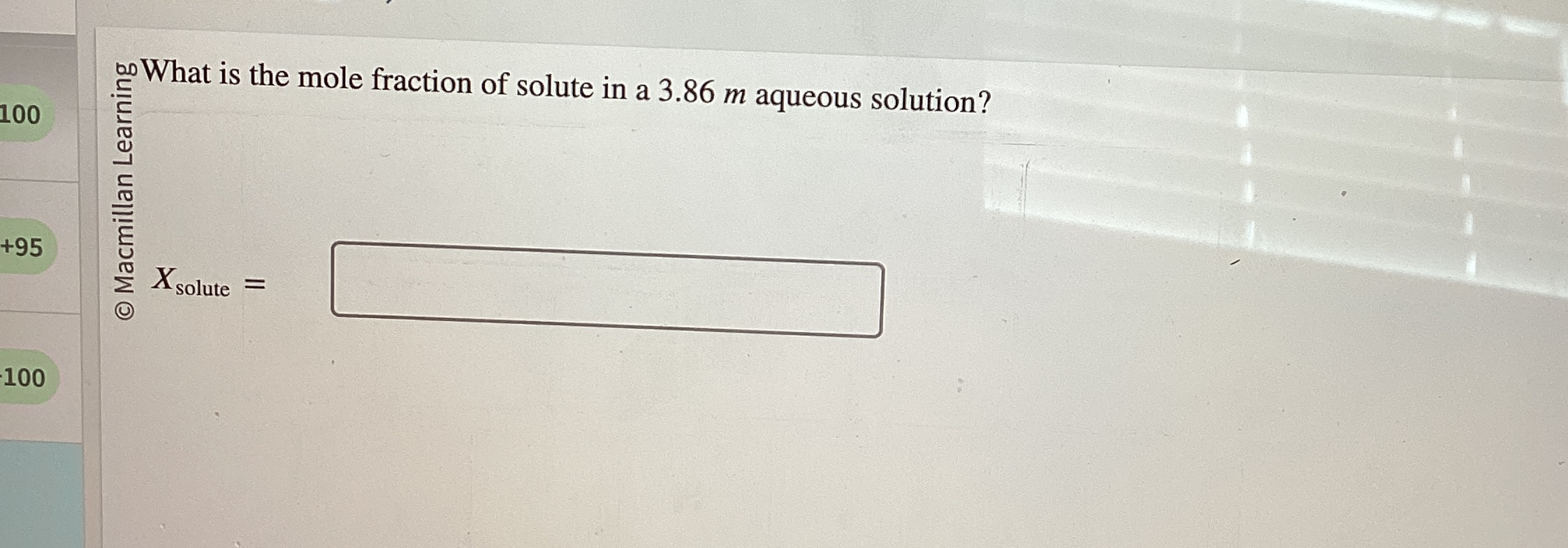 Solved 00 ﻿What is the mole fraction of solute in a 3.86 ﻿m | Chegg.com