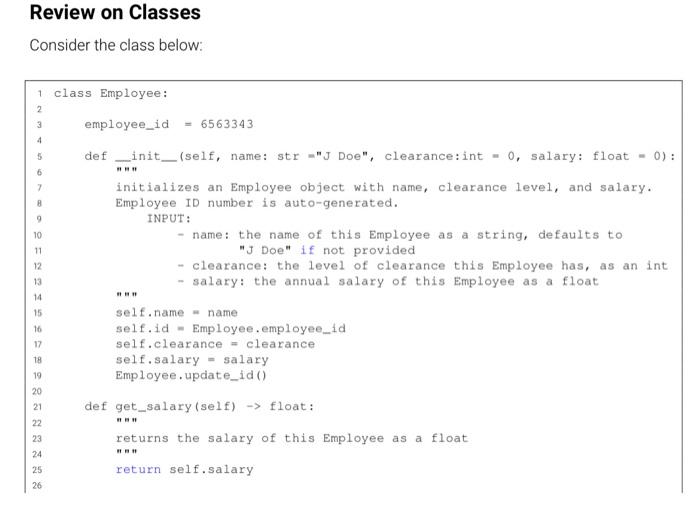 Solved Review on Classes Consider the class below: class | Chegg.com