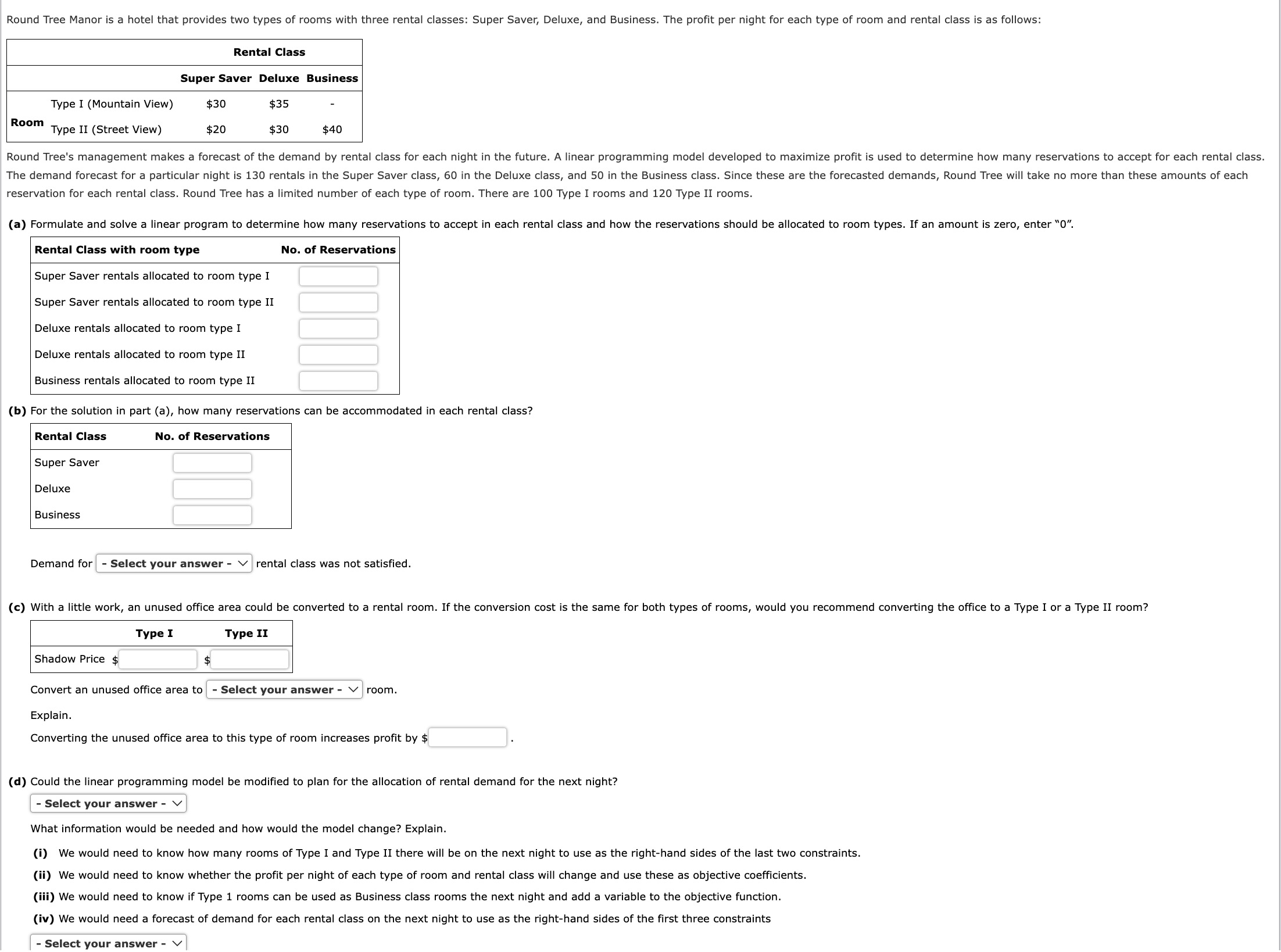Solved Round Tree Manor is a hotel that provides two types | Chegg.com