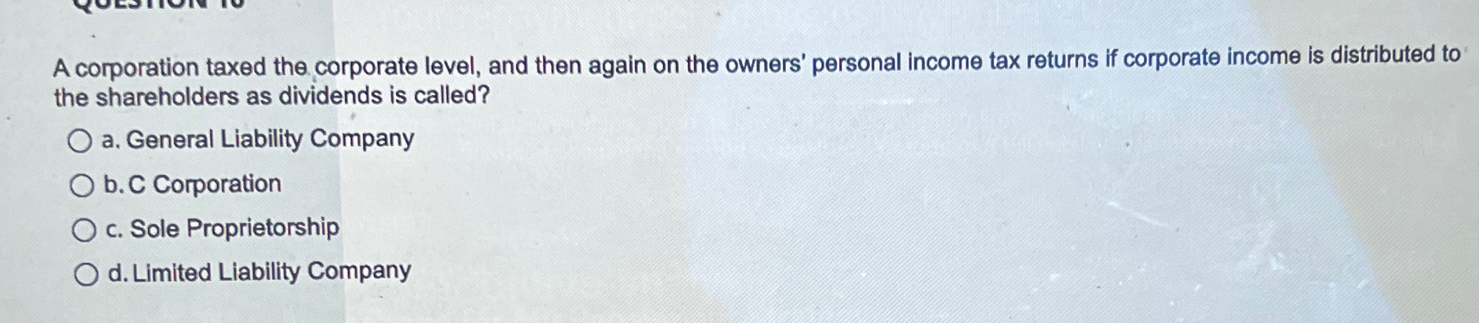 Solved A corporation taxed the corporate level, and then | Chegg.com
