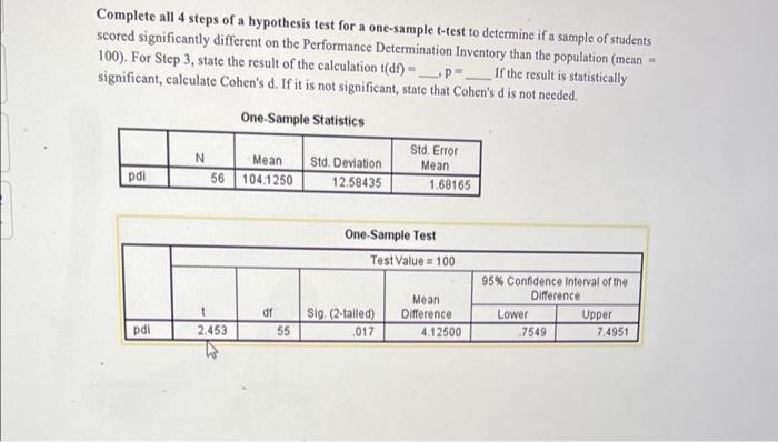 Solved Complete all 4 steps of a hypothesis test for a | Chegg.com
