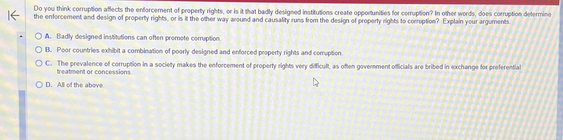 Solved Do you think corruption affects the enforcement of | Chegg.com