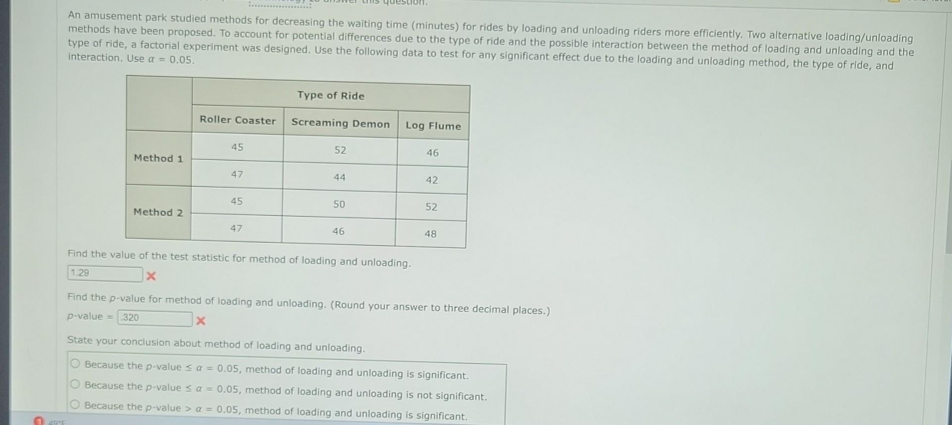 Solved An amusement park studied methods for decreasing the | Chegg.com