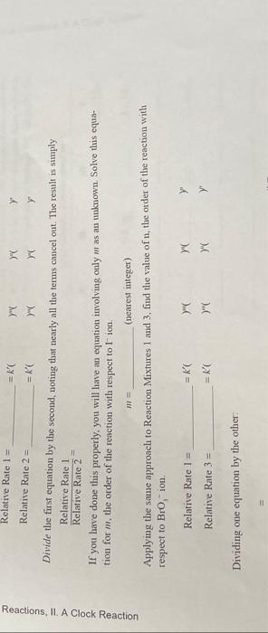 Solved Reactions, II. A Clock Reaction | Chegg.com