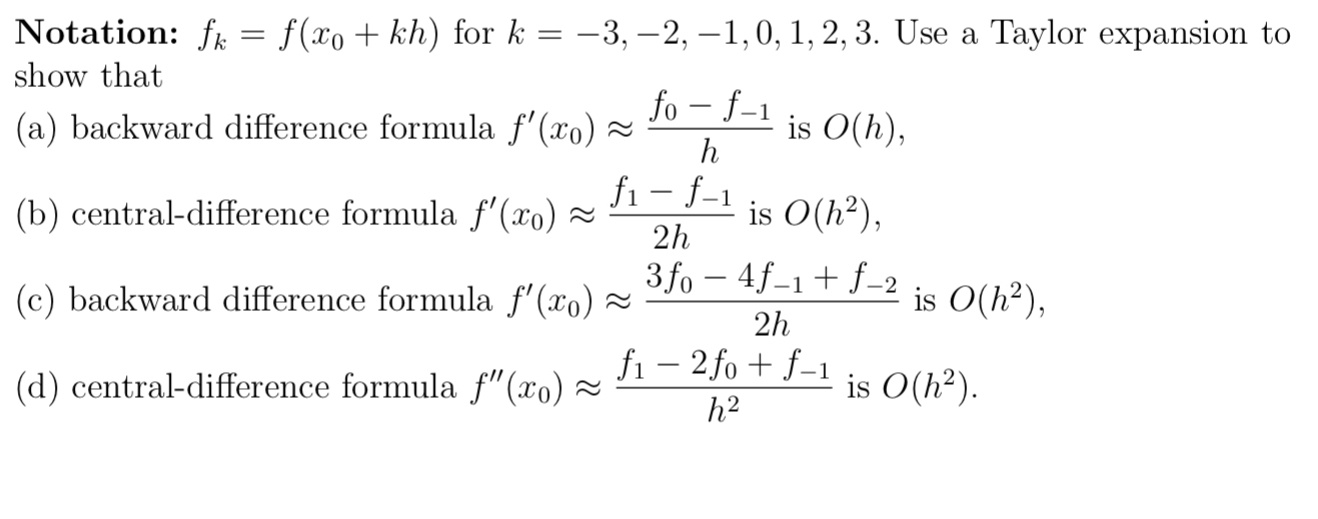 How to solve Notation: fk=f(x0+kh) ﻿for | Chegg.com