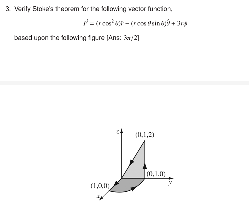 Verify Stoke's theorem for the following vector | Chegg.com