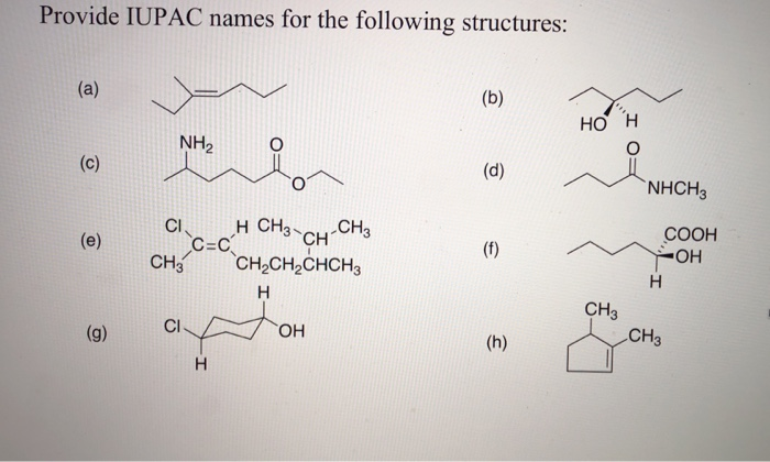 Solved Provide IUPAC names for the following structures: HO | Chegg.com