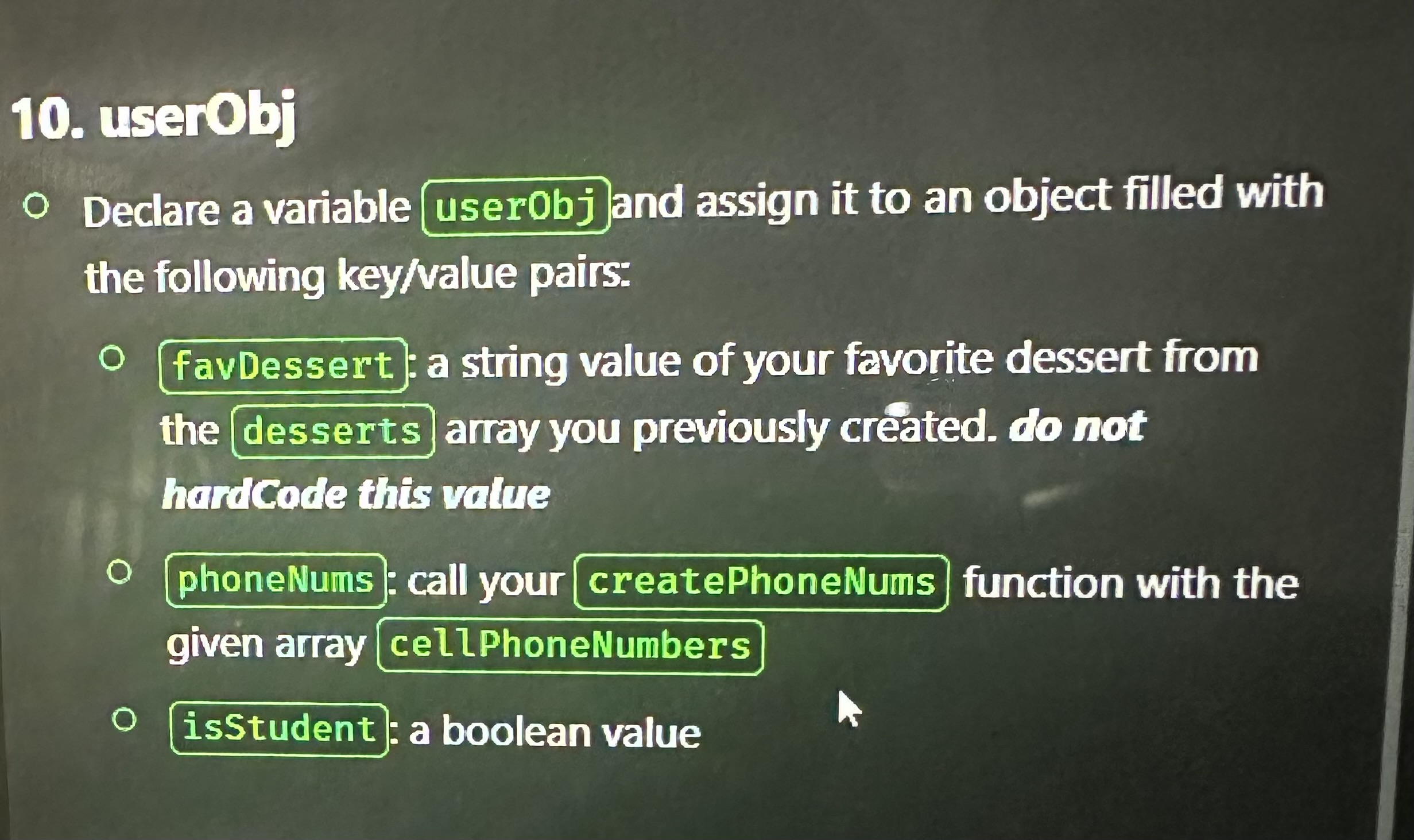 Solved help me fix my codefunction logObjValues()var userobj | Chegg.com