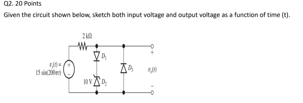 Solved Q2. 20 ﻿PointsGiven the circuit shown below, sketch | Chegg.com