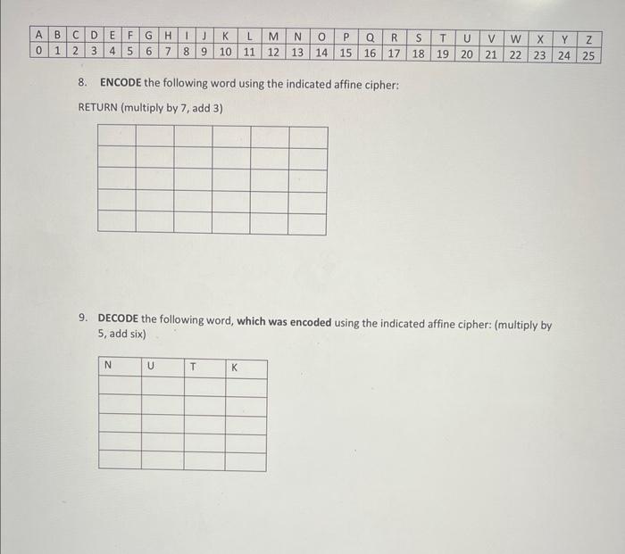 Solved 8. ENCODE the following word using the indicated | Chegg.com