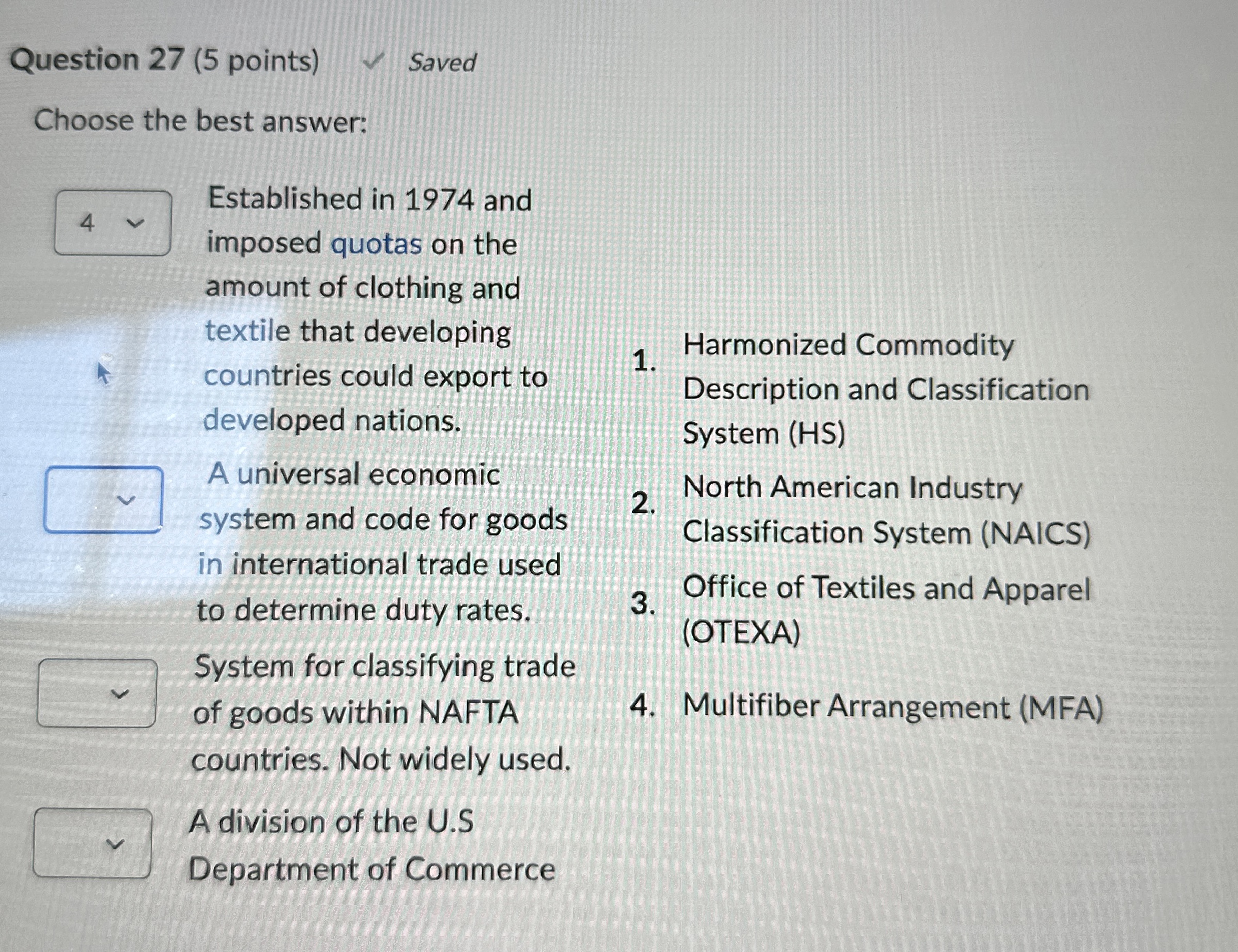 Solved Question 27 (5 ﻿points)Choose the best | Chegg.com
