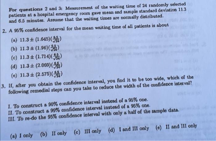 Solved For questions 2 and 3: Measurement of the waiting | Chegg.com