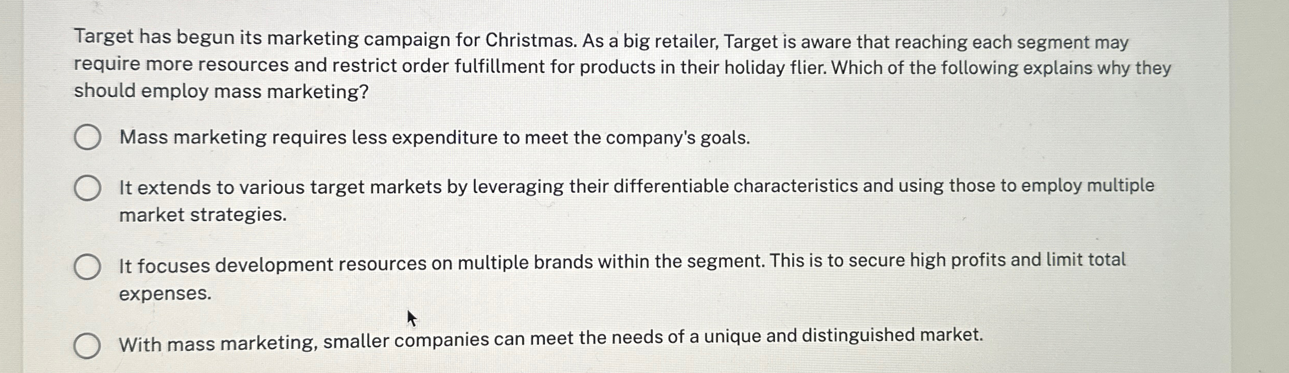 Solved Target has begun its marketing campaign for | Chegg.com