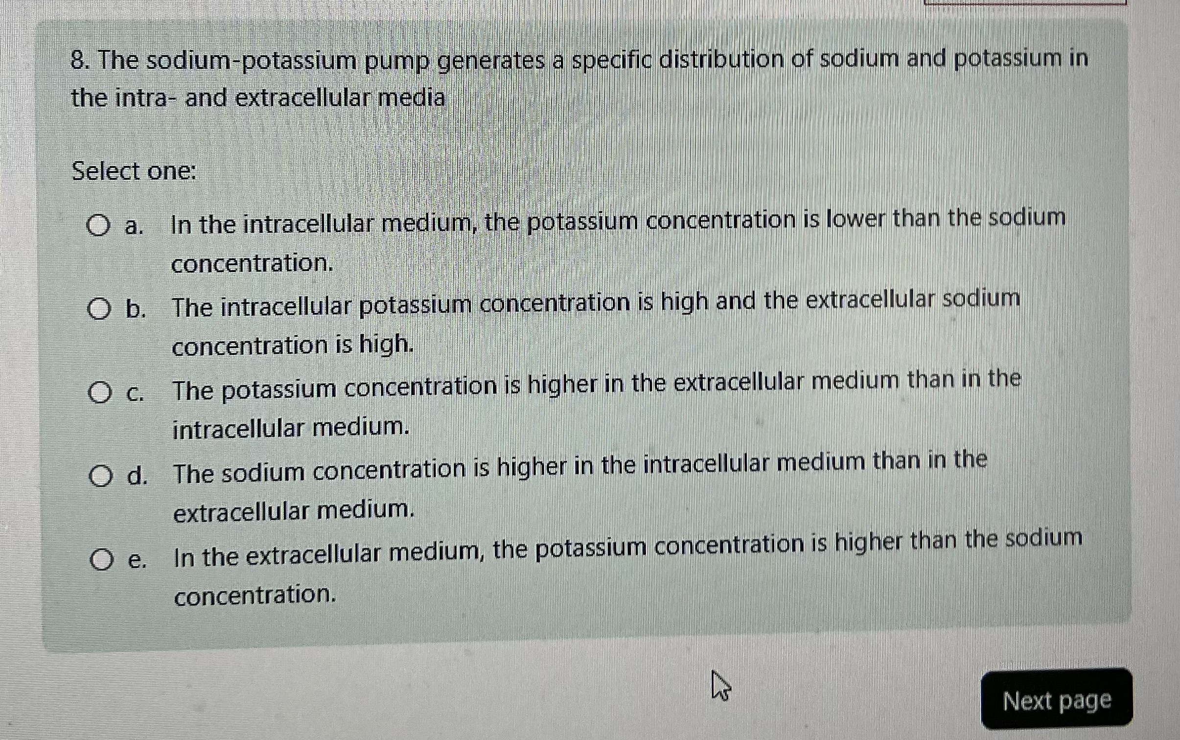 Solved The sodium-potassium pump generates a specific | Chegg.com