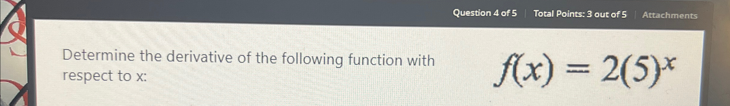 Solved Determine the derivative of the following function | Chegg.com