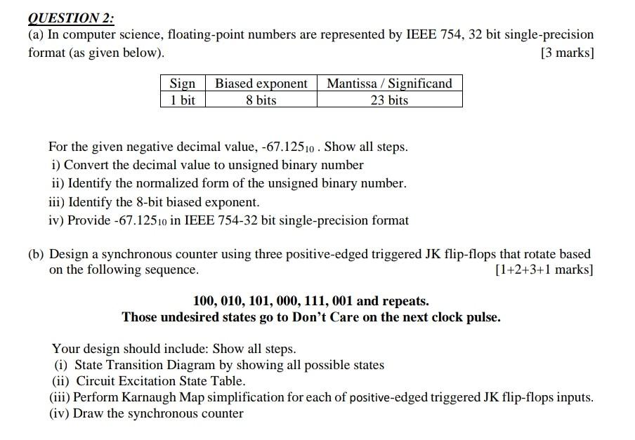 Solved QUESTION 2: (a) In computer science, floating-point | Chegg.com