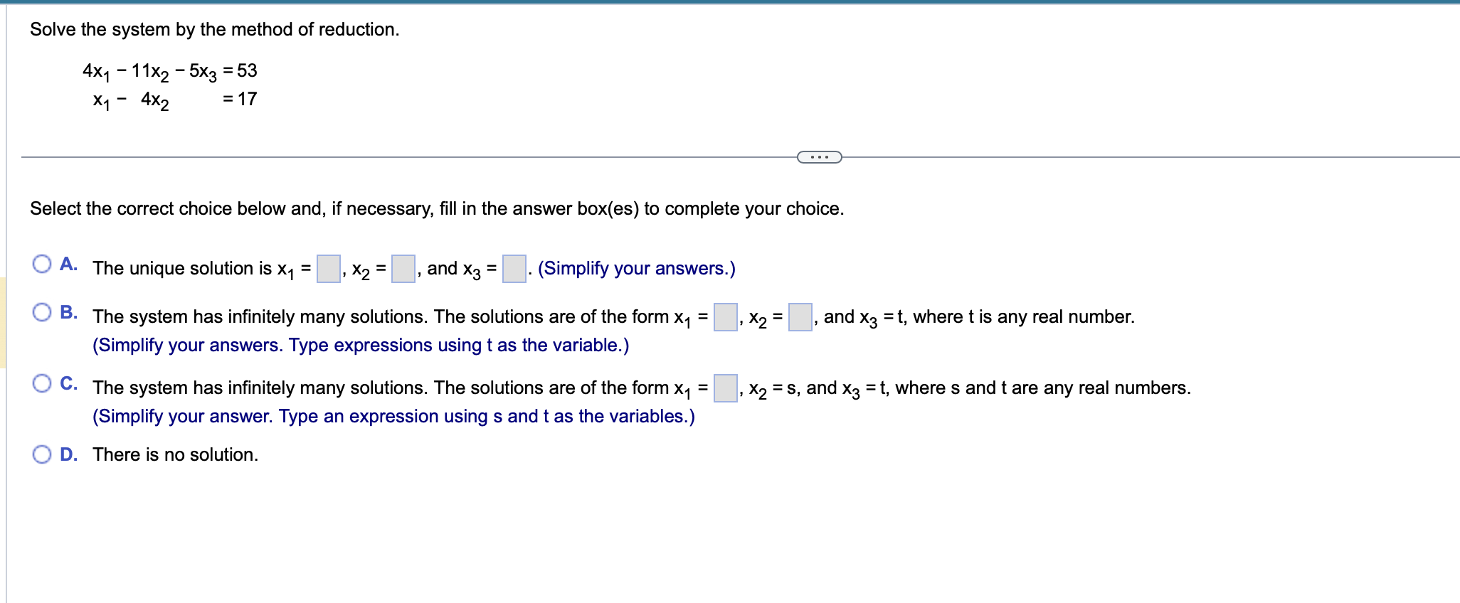 Solved Solve the system by the method of | Chegg.com