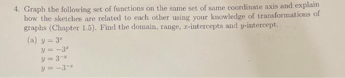 Solved 4. Graph the following set of functions on the same | Chegg.com