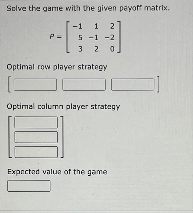 Solved Solve the game with the given payoff matrix. | Chegg.com