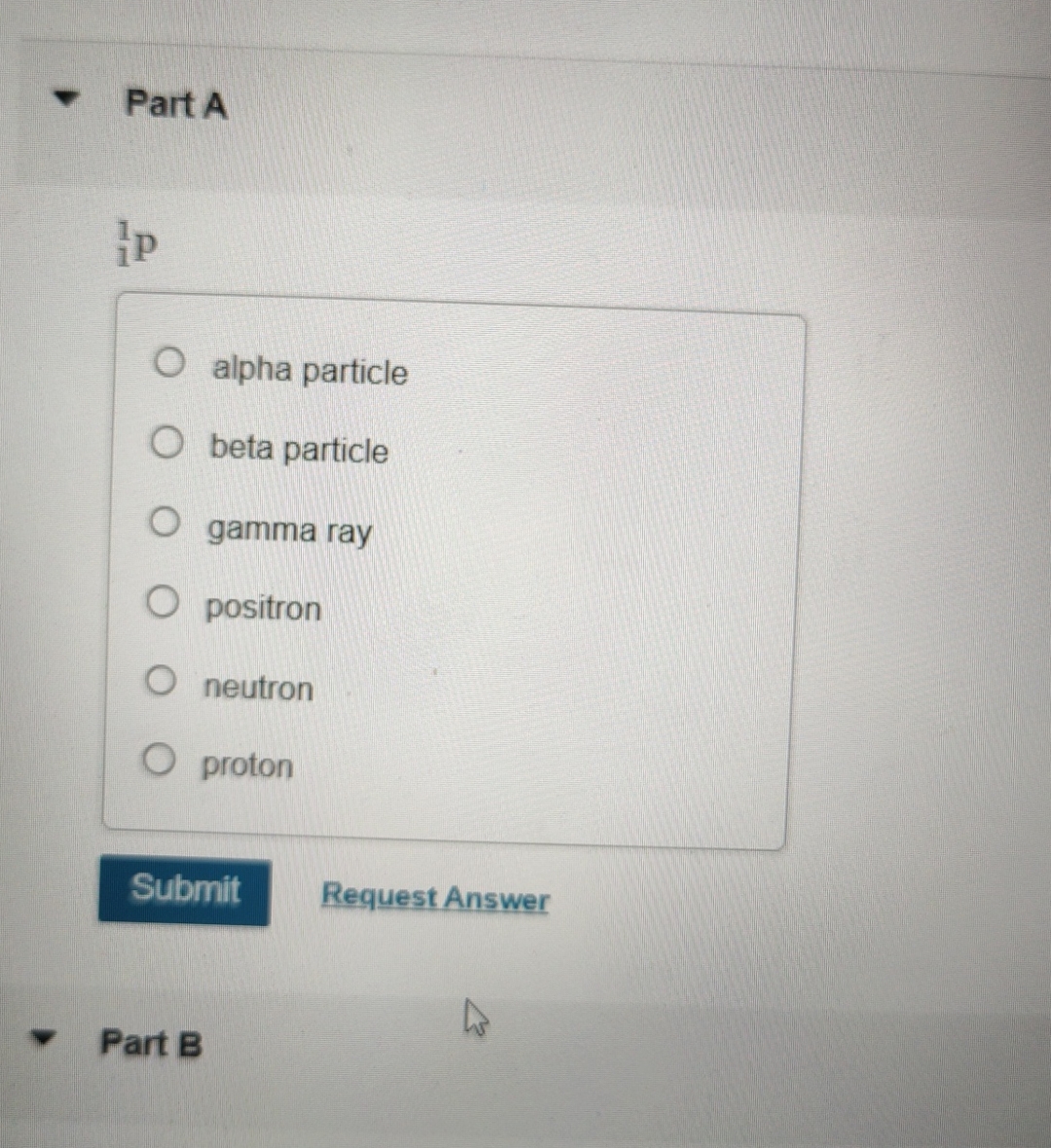 Solved Part A?11palpha particlebeta particlegamma | Chegg.com