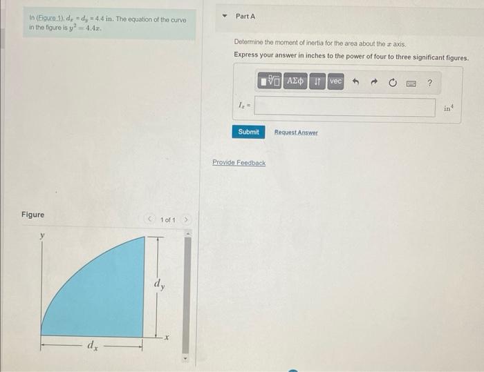Solved In (Figure.1), dx=dy=4.4in. The equation of the curve | Chegg.com