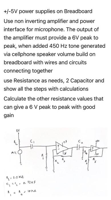 Solved +/−5 V power supplies on Breadboard Use non inverting | Chegg.com
