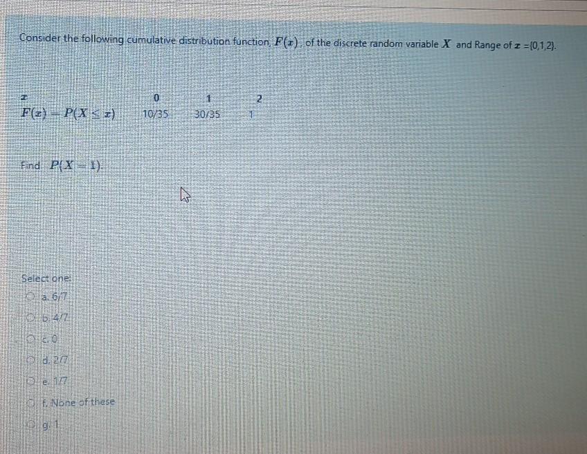 Solved Consider the following cumulative distribution | Chegg.com