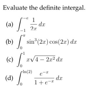 Solved Evaluate the definite intergal. (a) [ dac 2.1 7T (b) | Chegg.com