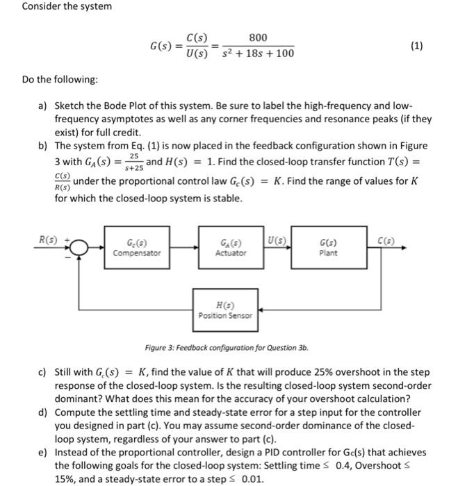Solved Consider the system G(s)=U(s)C(s)=s2+18s+100800 Do | Chegg.com
