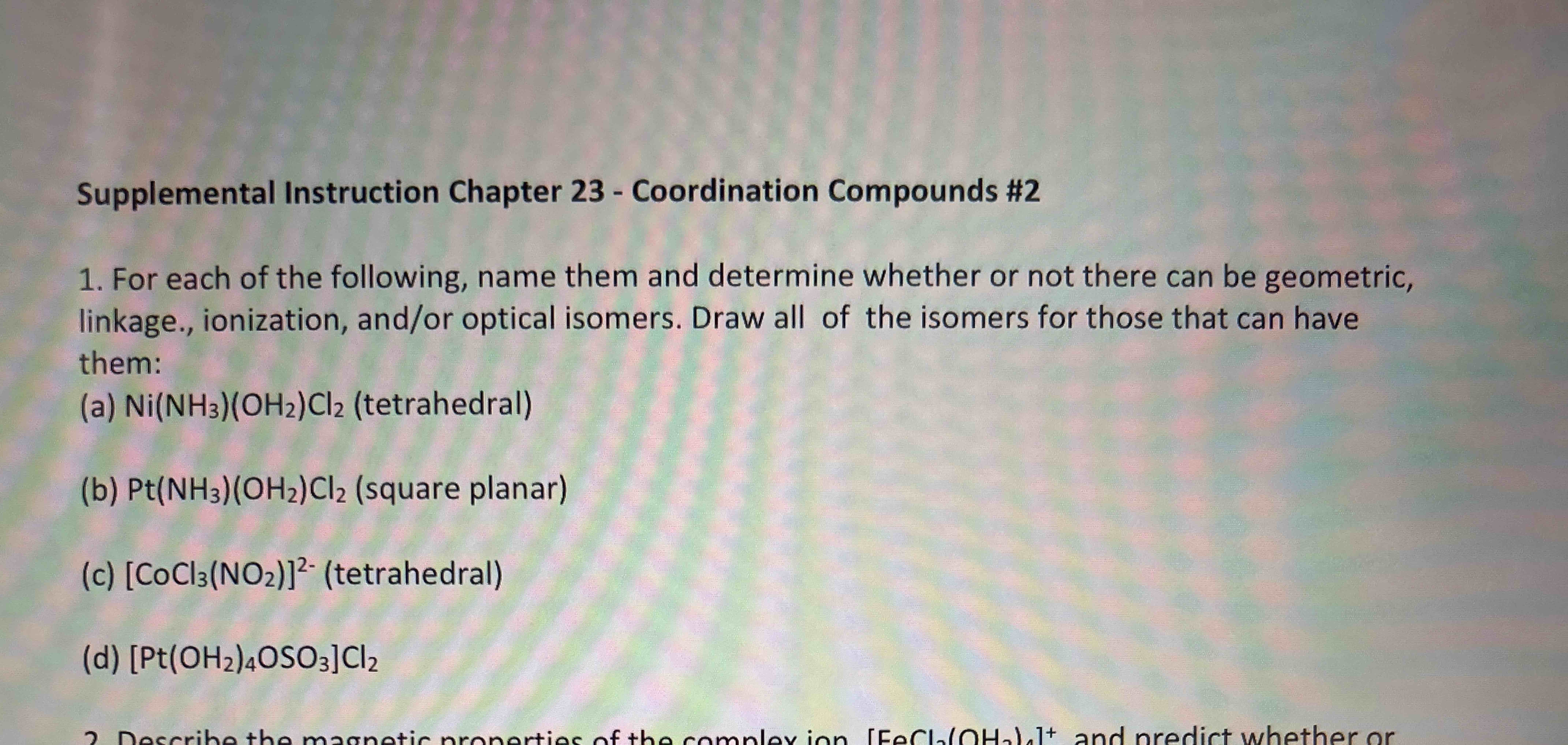 Solved Supplemental Instruction Chapter 23 - ﻿Coordination | Chegg.com