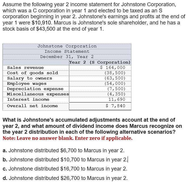 Solved Assume the following year 2 ﻿income statement for | Chegg.com