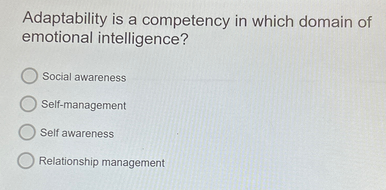 Solved Adaptability is a competency in which domain of | Chegg.com