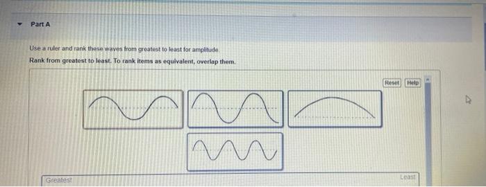 Solved Part A Use a ruler and rank these waves from greatest | Chegg.com