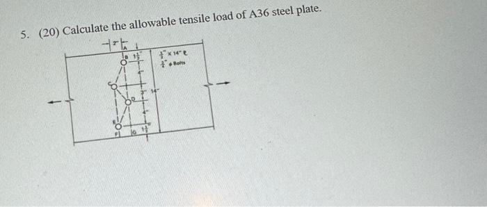 Solved 5. (On) Calculate the allowable tensile load of A36 | Chegg.com