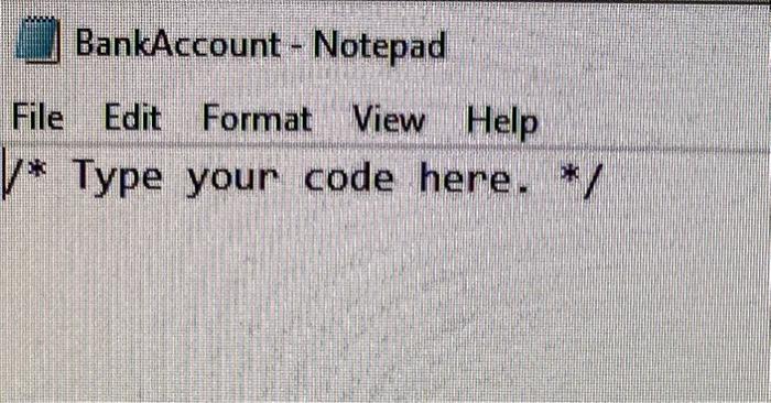 Solved In The File Bankaccount Java Build A Class Called 