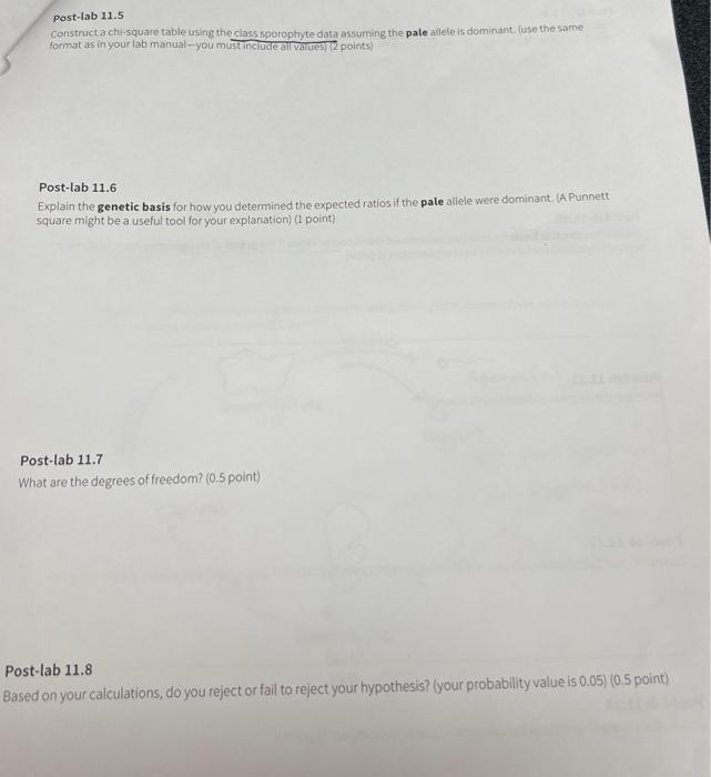 Solved Post-lab 11.1 Write a hypothes is for the gametophyte | Chegg.com