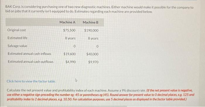 Solved BAK Corp. is considering purchasing one of two new | Chegg.com