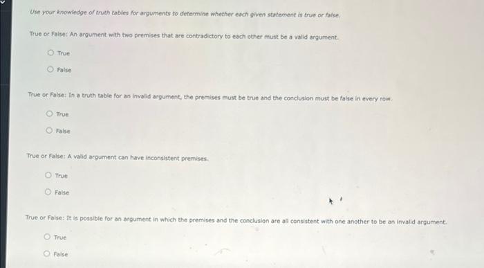 Solved Use your knowledge of truth tables for arguments to | Chegg.com
