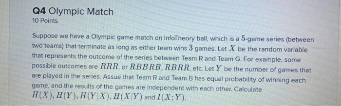 Solved Q4 Olympic Match 10 Points Suppose we have a Olympic | Chegg.com