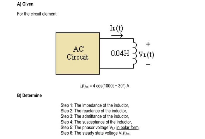 Solved A) Given For the circuit element: | Chegg.com