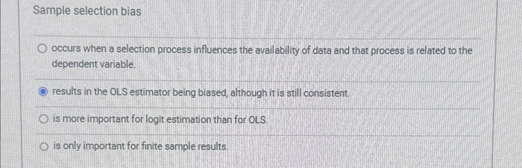 Solved Sample selection biasoccurs when a selection process | Chegg.com