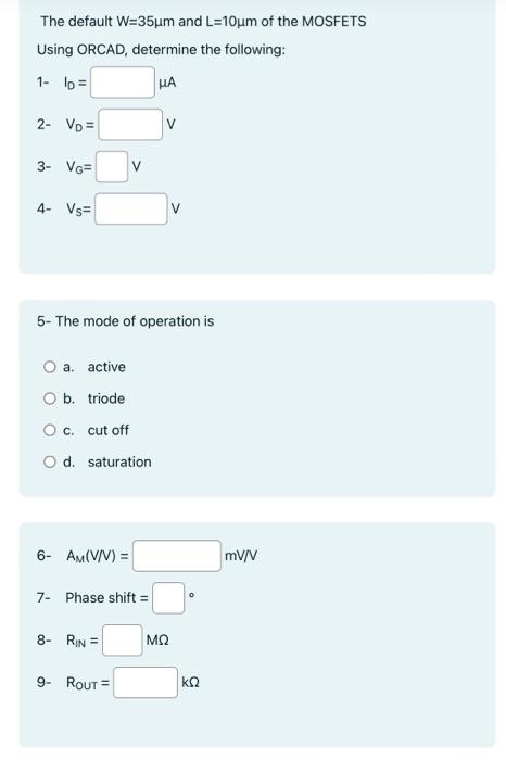 Solved Fig.2.b NMOS common drain circuit Given the SPICE | Chegg.com
