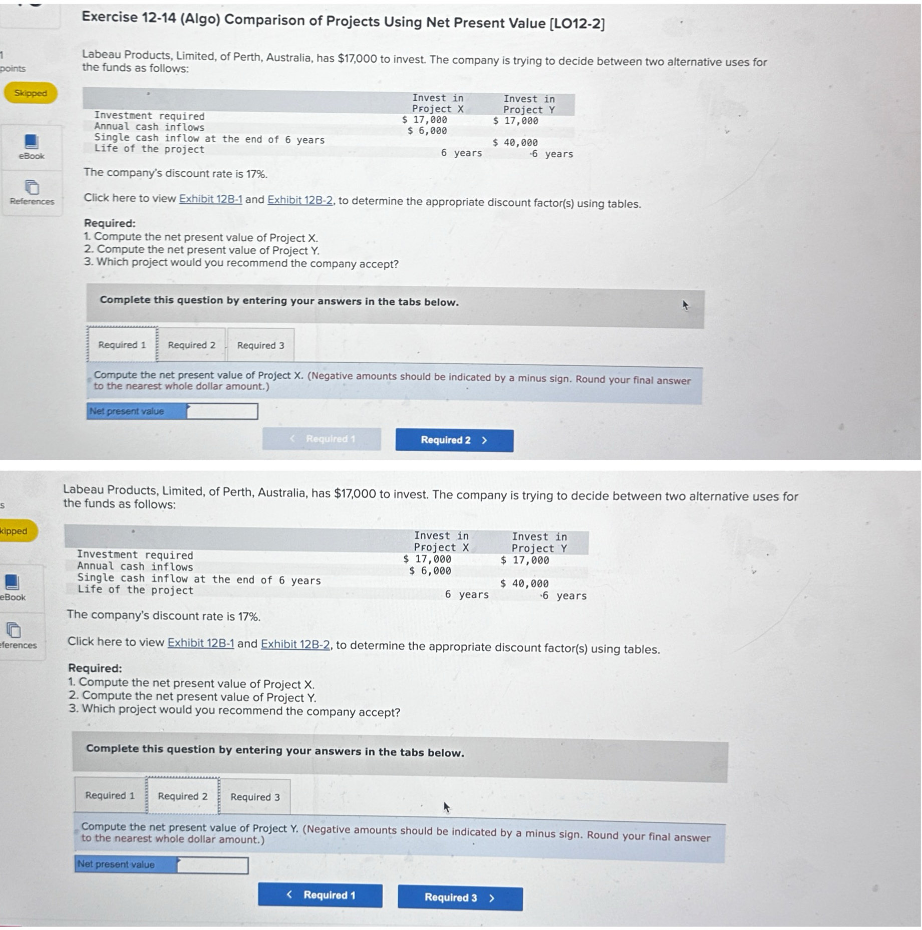 Solved Exercise 12-14 (Algo) ﻿Comparison of Projects Using | Chegg.com