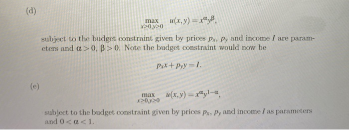 Solved 2. [Utility Maximization with Equality Constraints - | Chegg.com