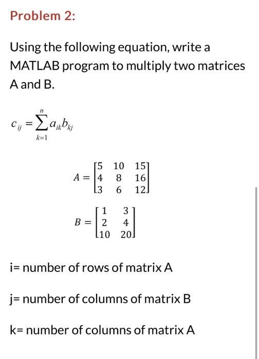 Solved Using the following equation, write a MATLAB program | Chegg.com