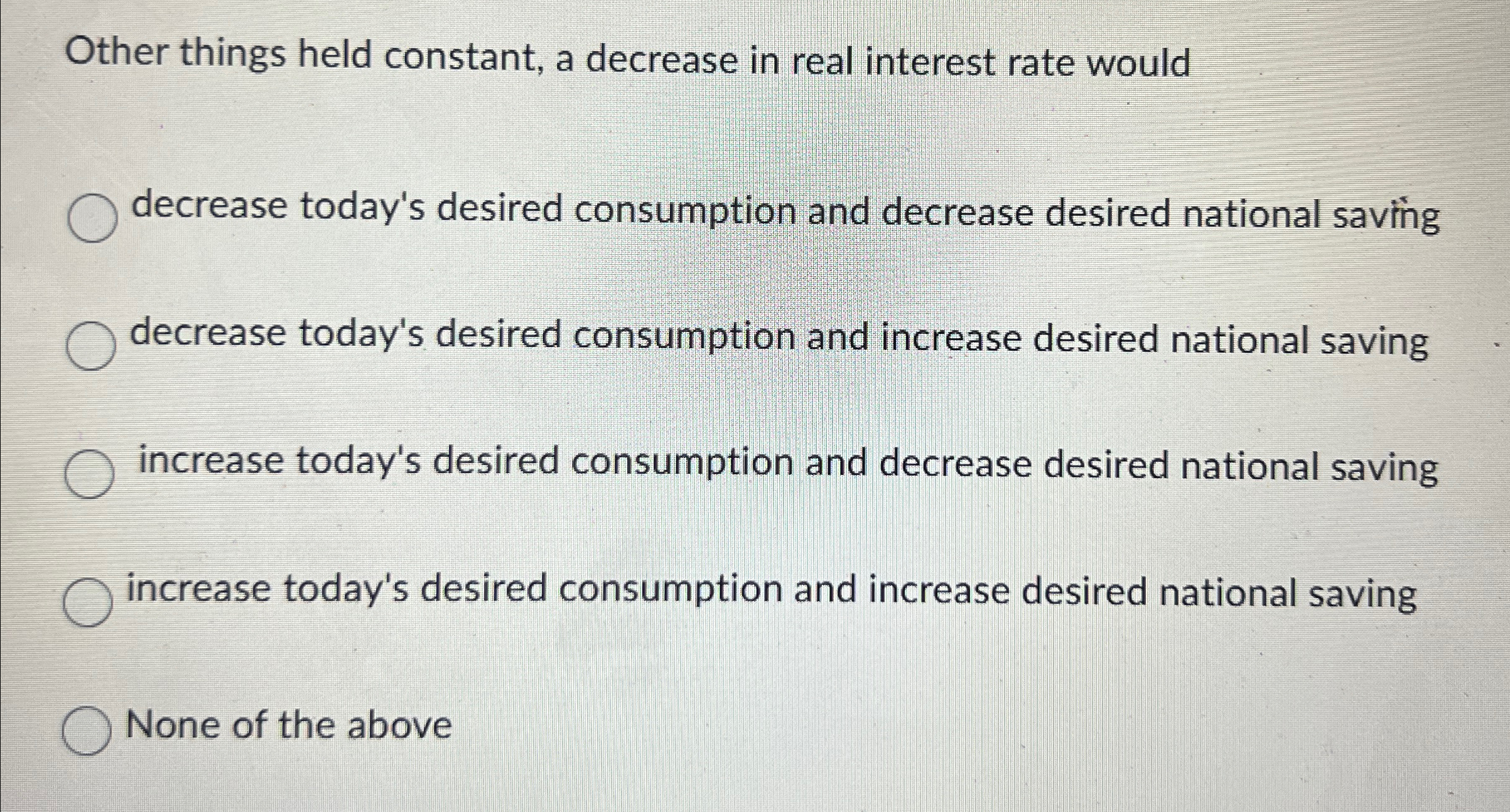 Solved Other Things Held Constant A Decrease In Real Chegg