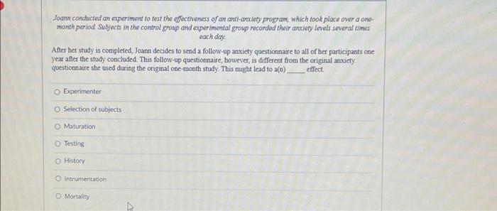 Solved Joann conducted an experiment to test the | Chegg.com