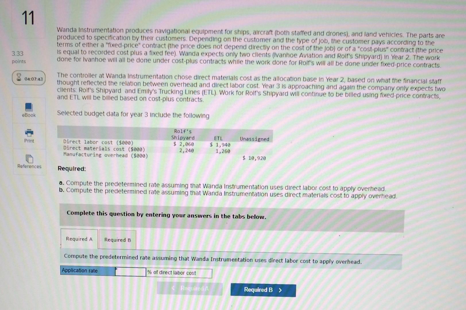 Solved Wanda Instrumentation produces navigational equipment | Chegg.com