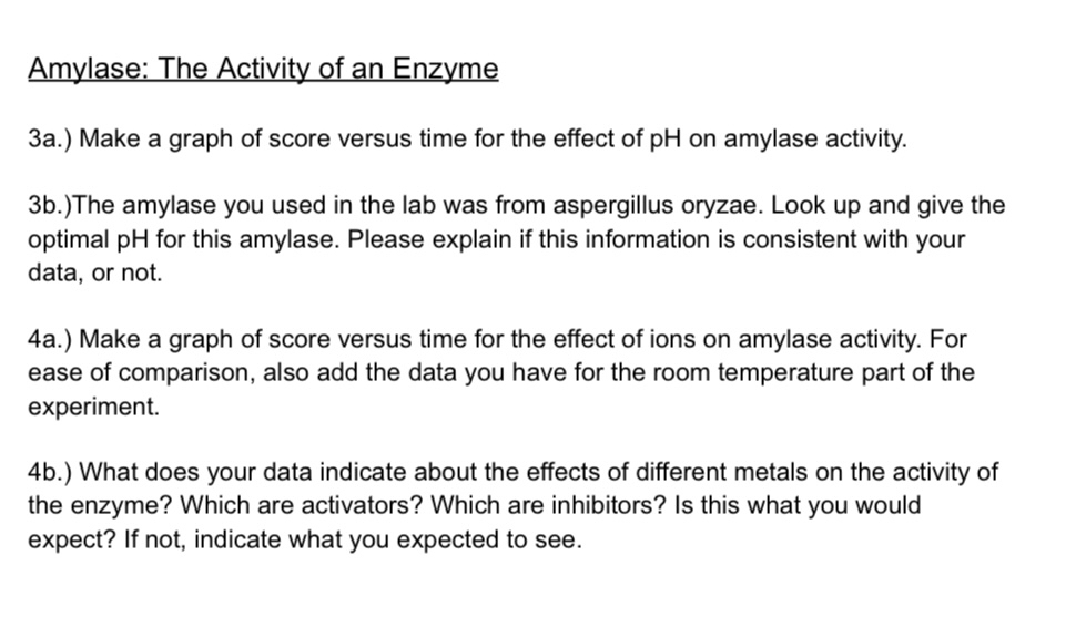 Solved Amylase: The Activity of an Enzyme3a.) ﻿Make a graph | Chegg.com